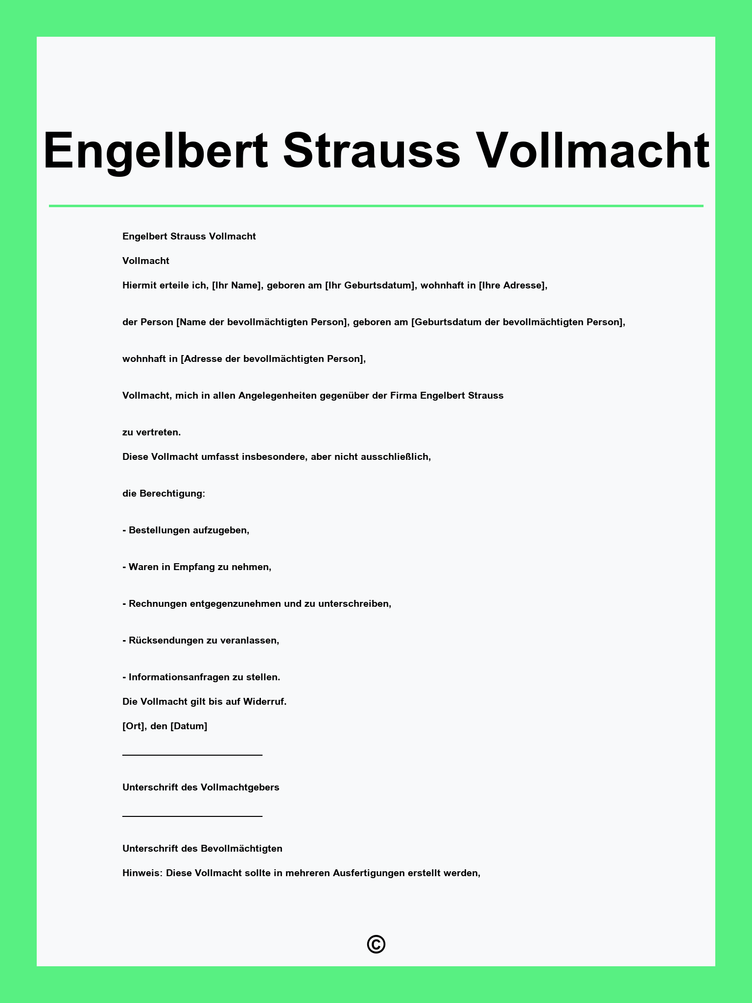 Engelbert Strauss Vollmacht